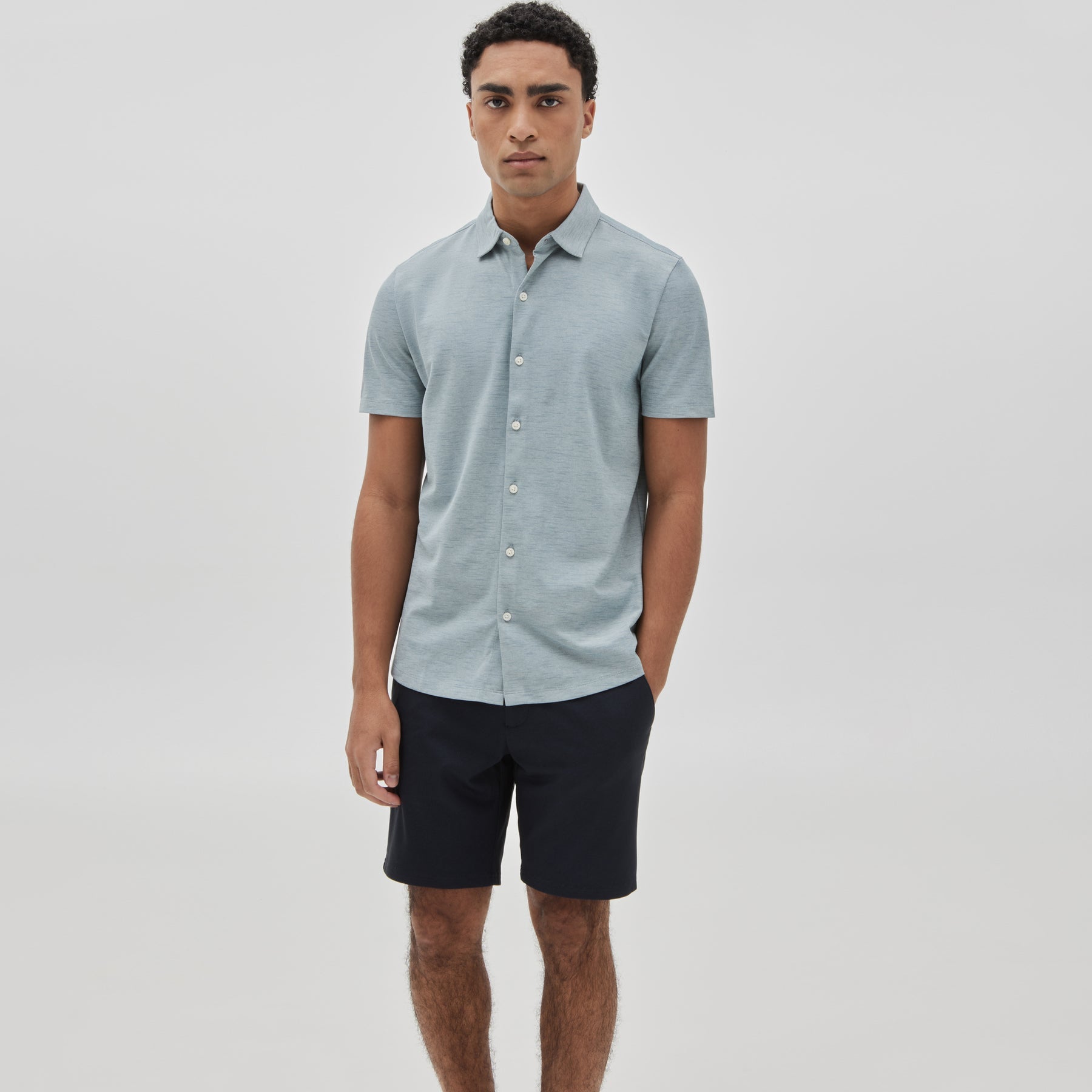 Robert Barakett - Whitner Knit Shirt - Soft Teal – Ed's Fine Imports